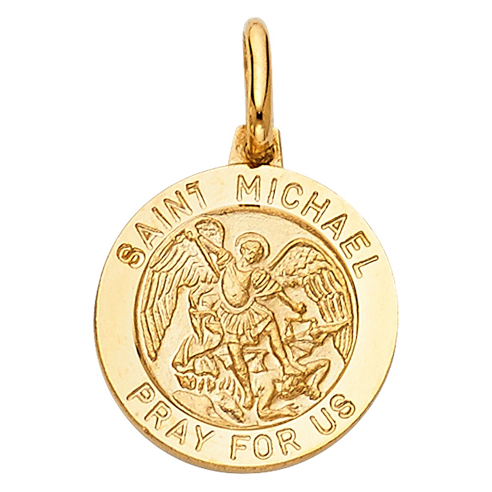14k Yellow Gold St. Michael the Archangel Round Medallion 608729938446 ...